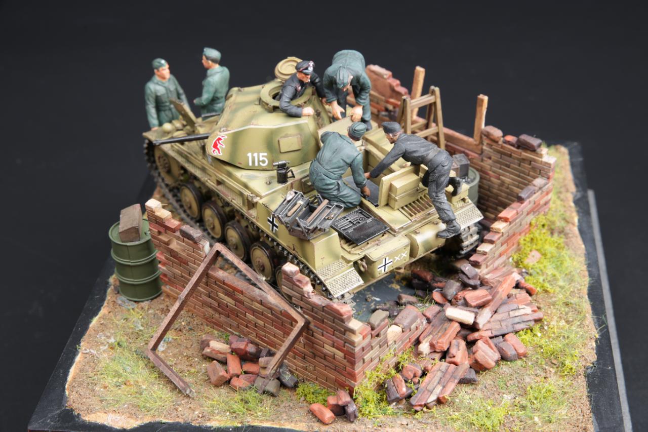 MMZ - 수리 중인 Panzer ll 디오라마