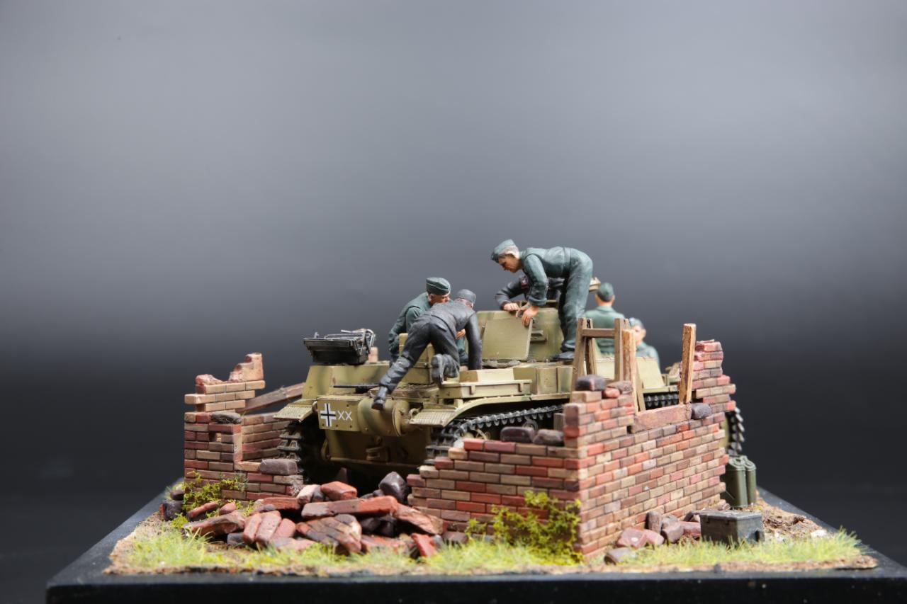 MMZ - 수리 중인 Panzer ll 디오라마