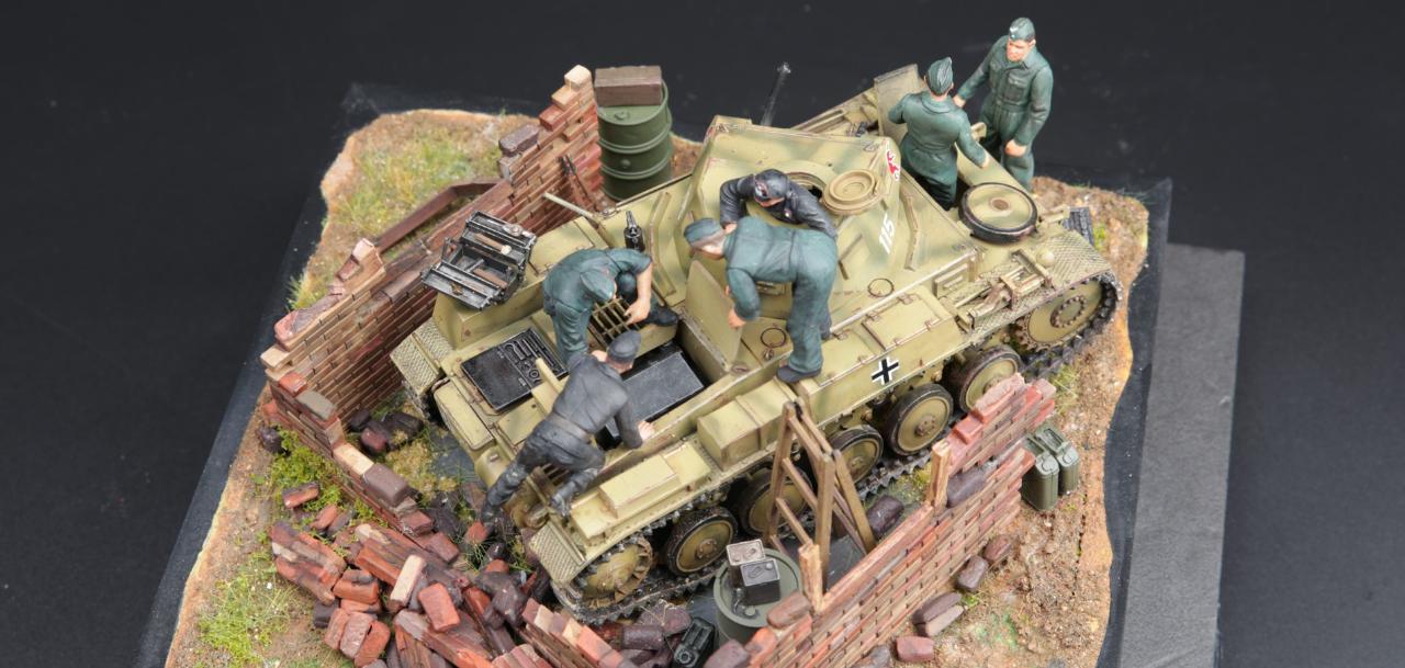 MMZ - 수리 중인 Panzer ll 디오라마