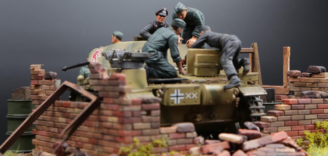 MMZ - 수리 중인 Panzer ll 디오라마
